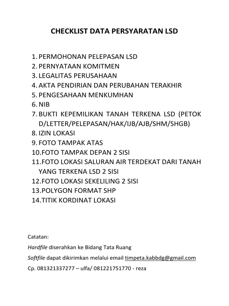 Kelengkapan Pelepasan LSD | PDF