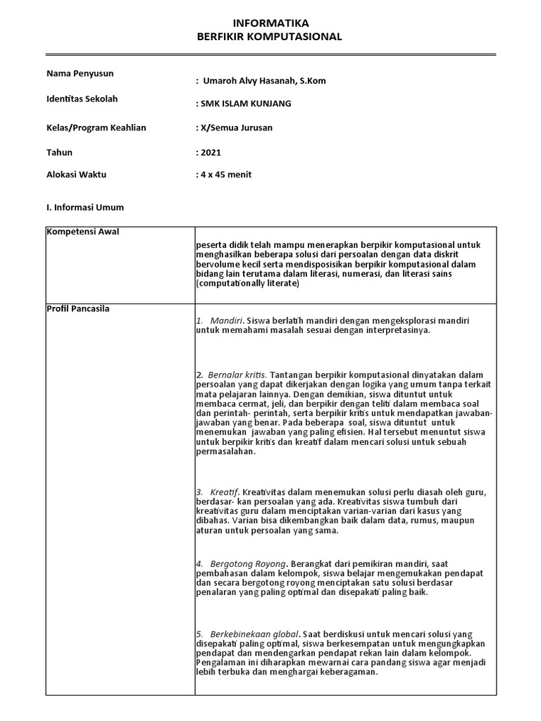 Edit Modul Ajar Informatika | PDF