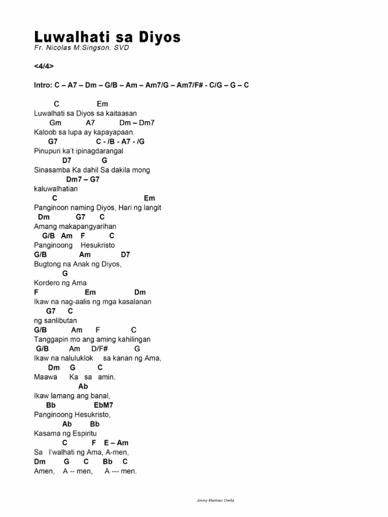 Luwalhati Sa Diyos - Fr. Singson (Portrait) - Chords | PDF
