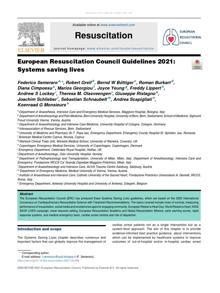 European Resuscitation Council Guidelines 2021 Sy | PDF | Cardiopulmonary Resuscitation ...