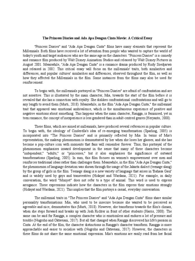 The Princess Diaries and Ada Apa Dengan Cinta Movie: A Critical Essay ...