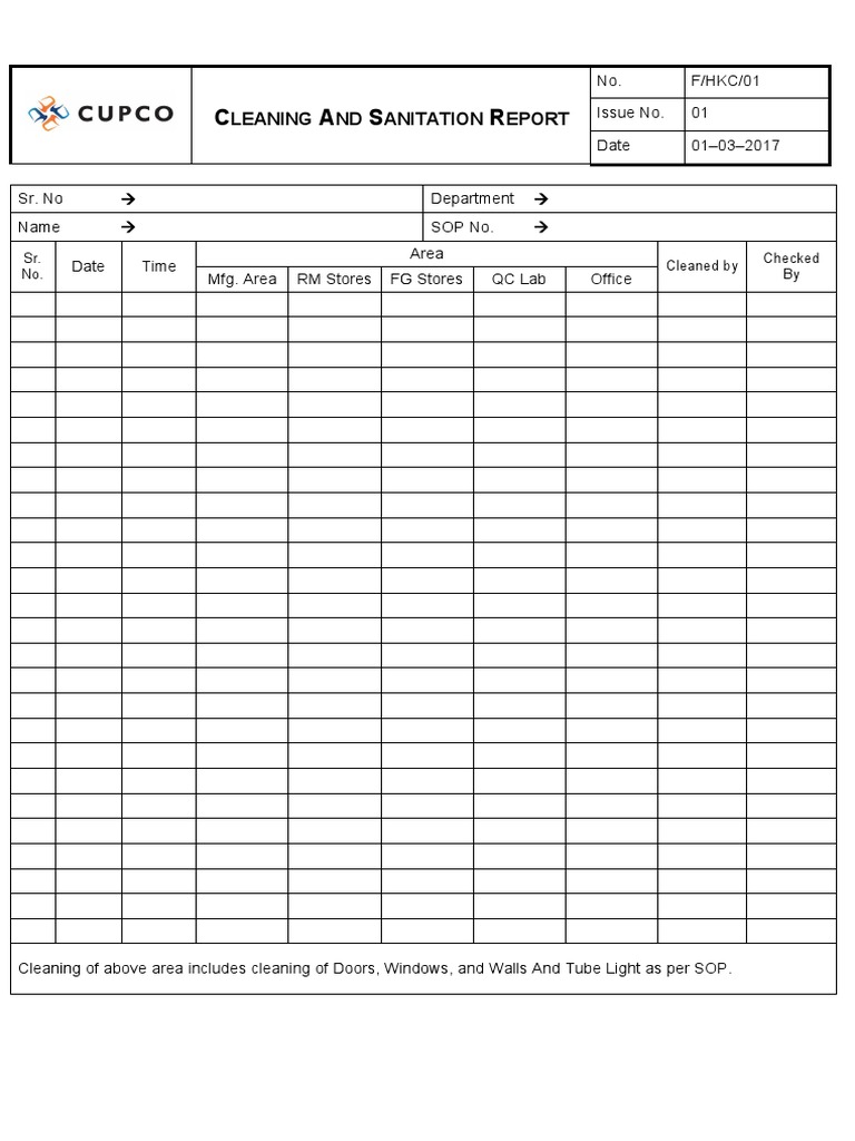 F - HKC - 01 Cleaning &sanitation Report | PDF