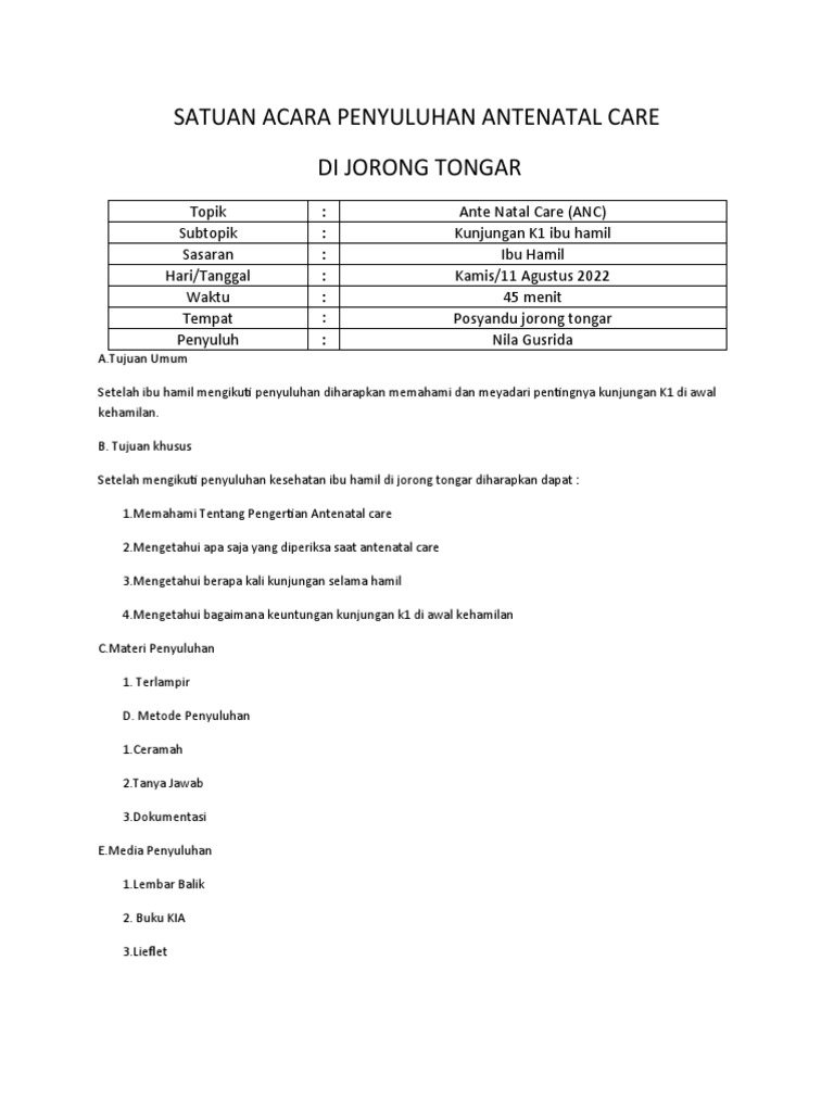 ANC di Posyandu Tongar | PDF
