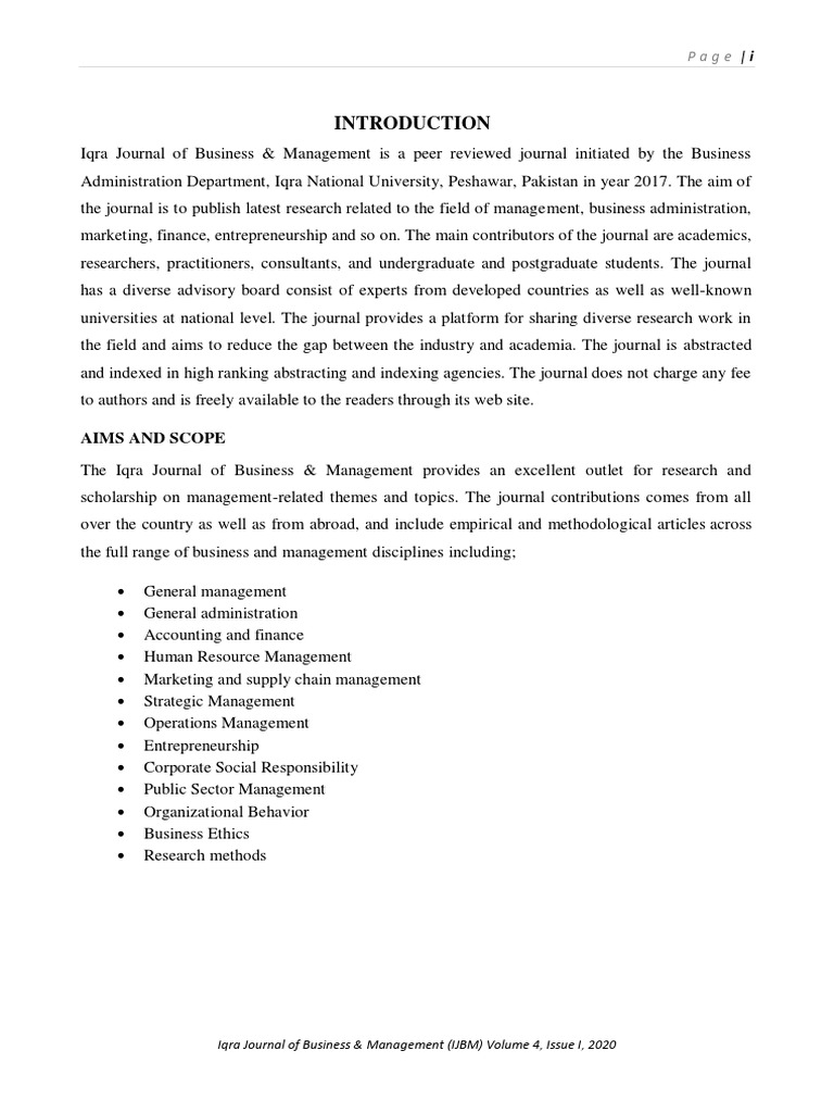 IJBM Volume 4 Issue 1 2020 | PDF | Sampling (Statistics) | Science