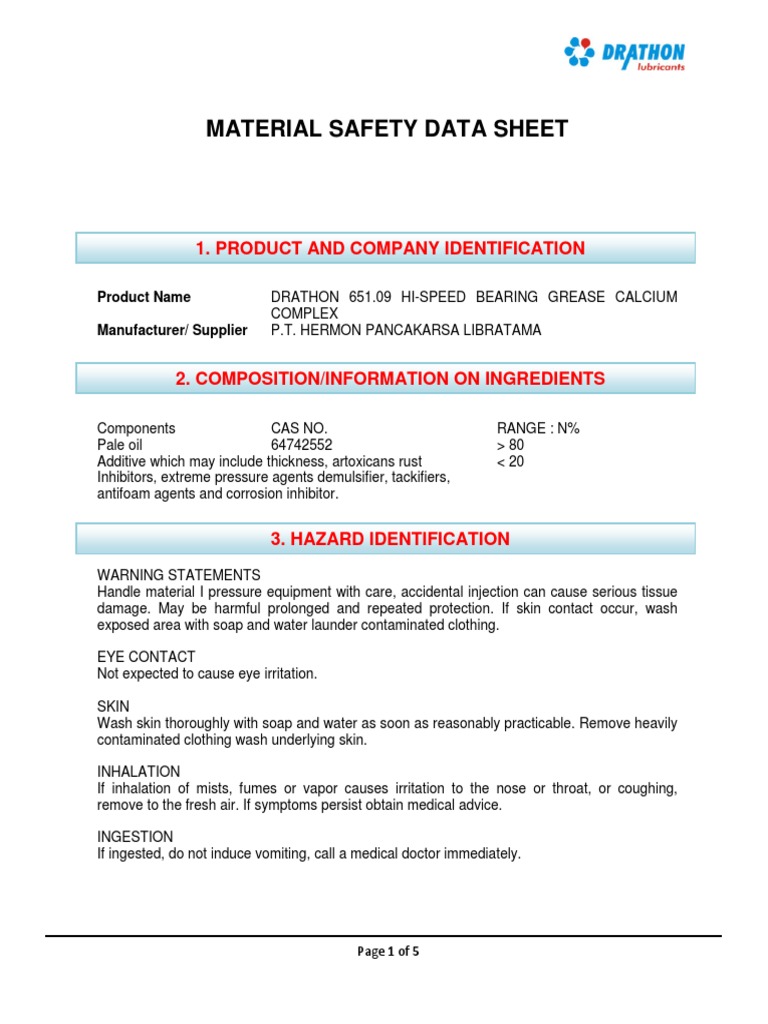 MSDS Drathon-651.09 | PDF | Firefighting | Water