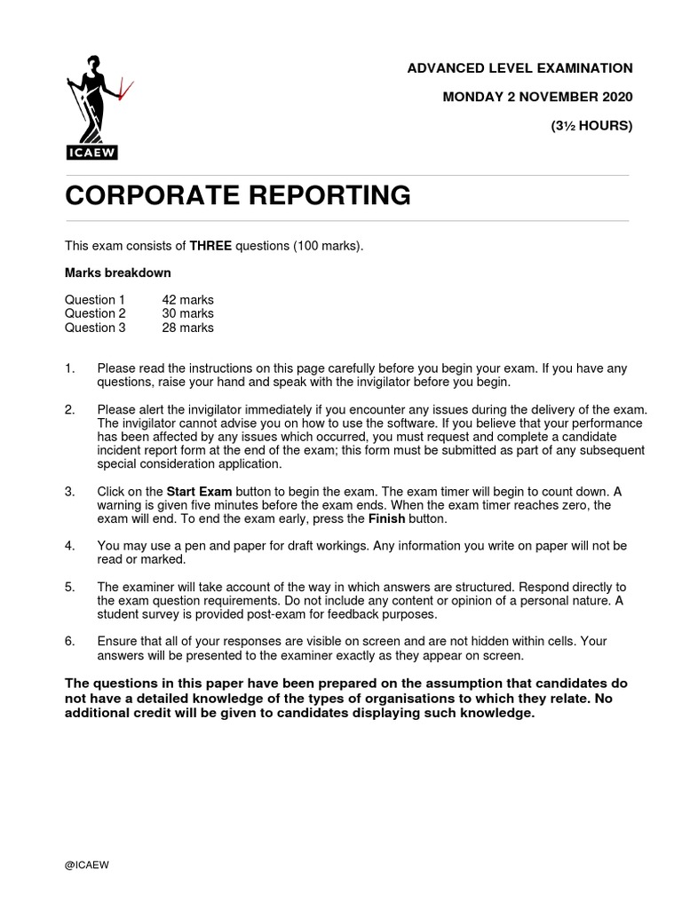 Corporate Reporting Exam November 2020 | PDF | Hedge (Finance ...