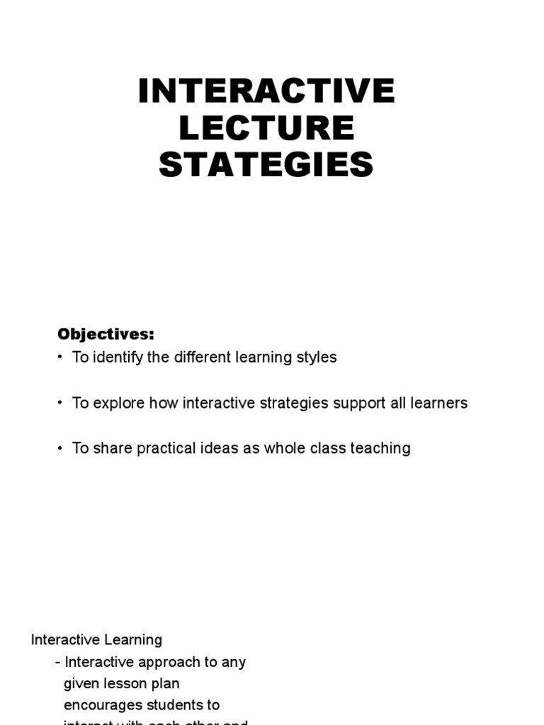 Interactive Lecture Strategies for All Learners | PDF | Teaching Method ...