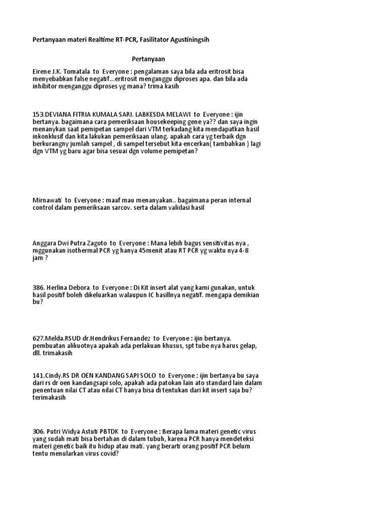 Jawaban Pertanyaan Materi RRT-PCR | PDF