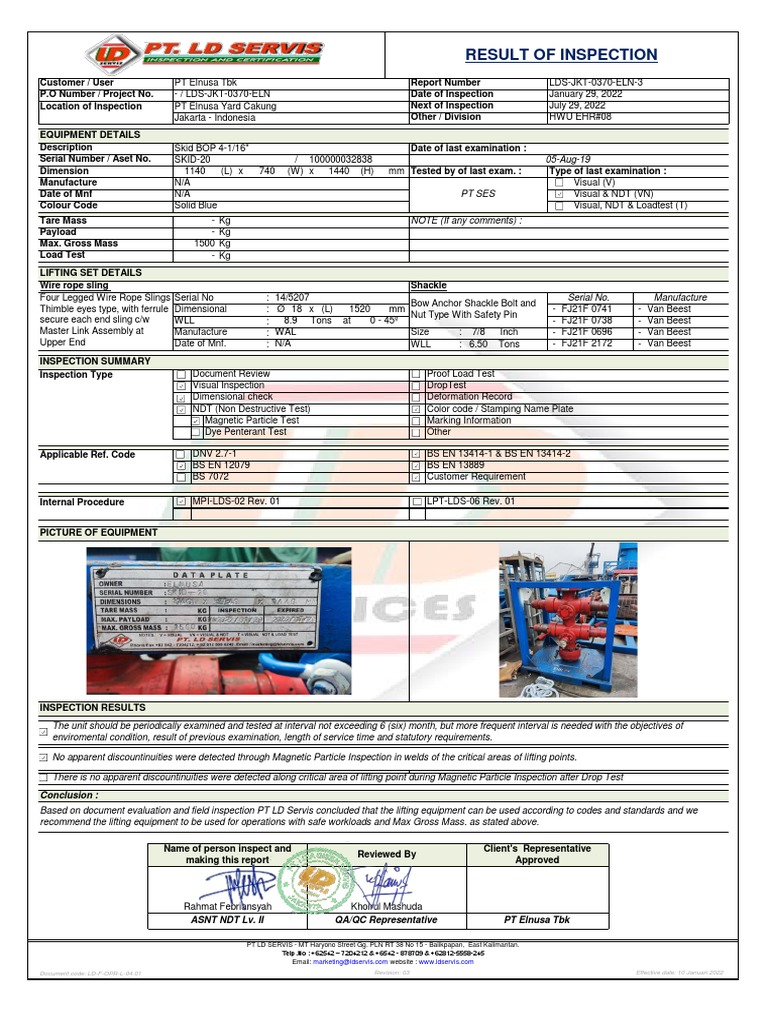 Result of Inspection: Conclusion | Download Free PDF | Nondestructive ...