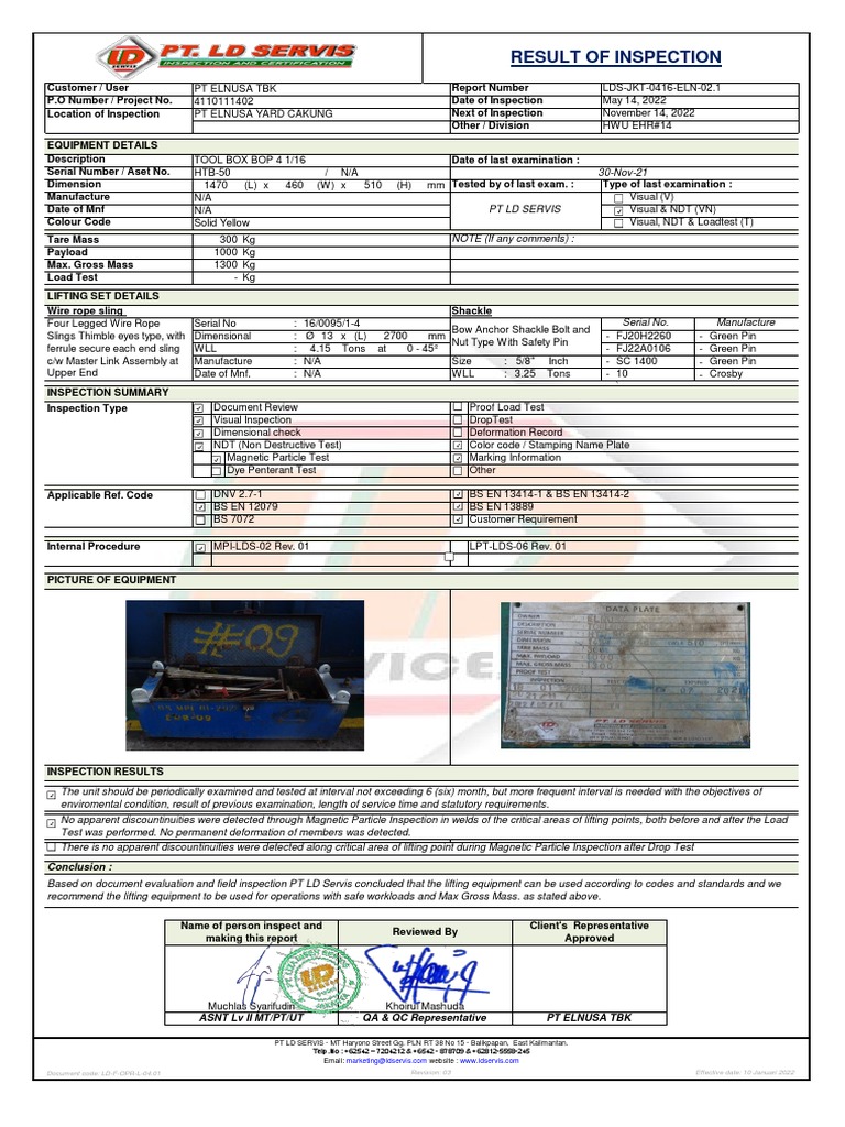 Result of Inspection: Conclusion | PDF | Nondestructive Testing | Welding