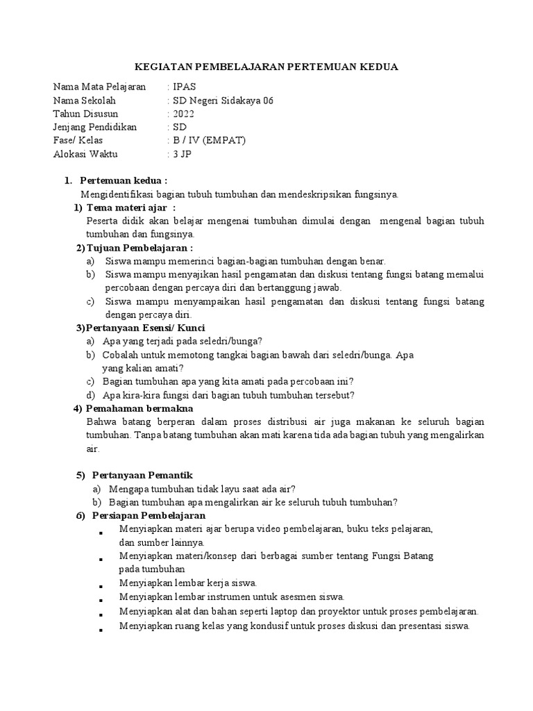 ATP IPAS 4 BAB 1 Bagian-Bagian Tumbuhan-WORO PRIHASTIWI, S.PD | PDF