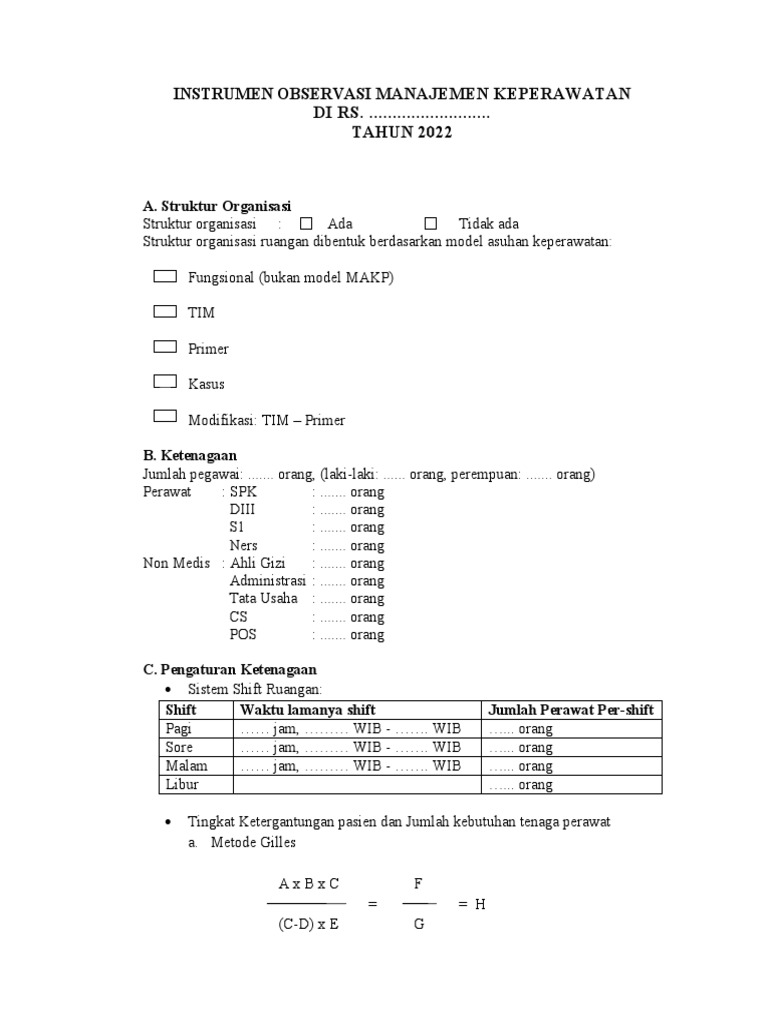 Instrumen Observasi Struktur | PDF | Kesehatan Holistik