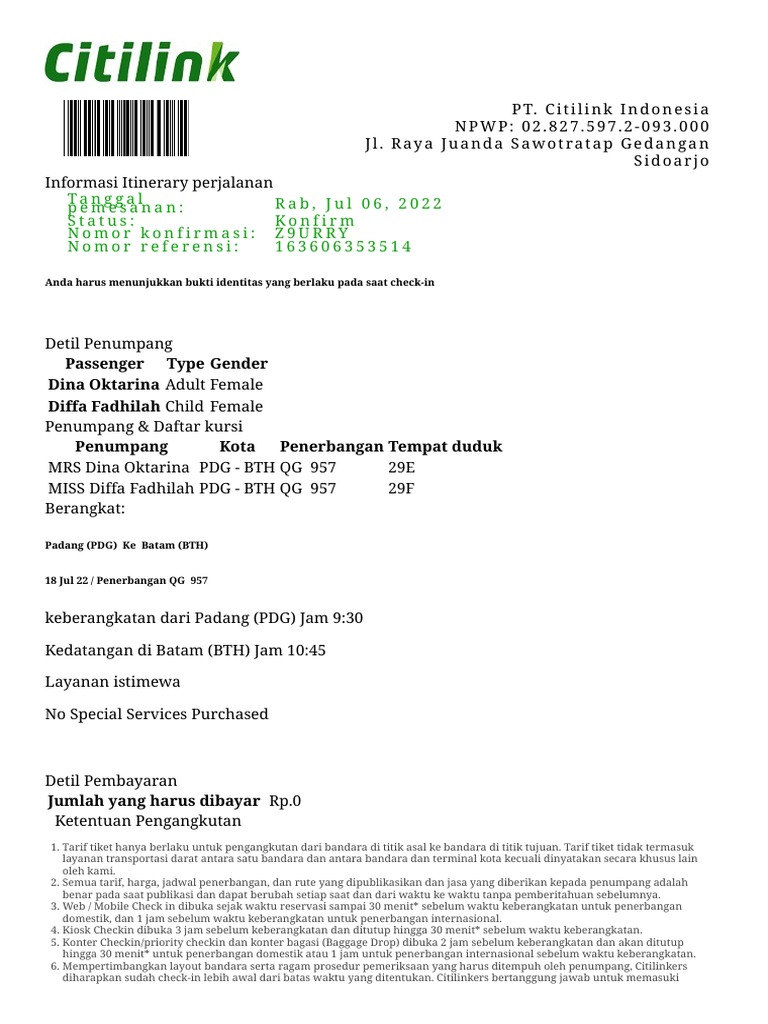 Pajrianto PDG Z9urry BTH Flight Originating | PDF