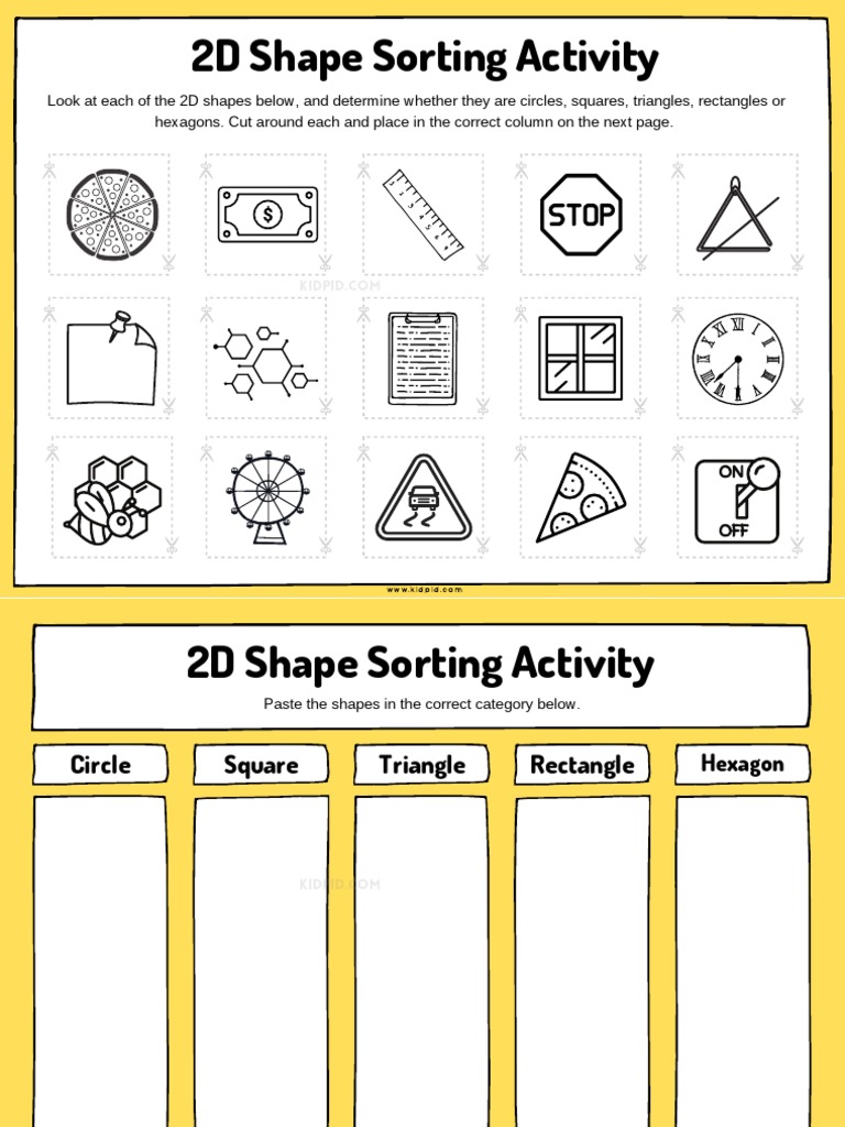 2D Shape Sorting Worksheet | PDF | Triangle | Rectangle