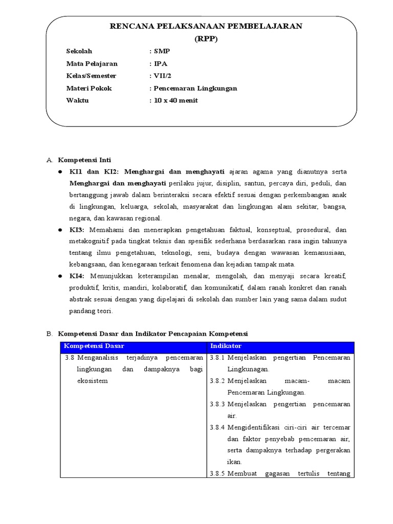 Rencana Pelaksanaan Pembelajaran (RPP) | PDF | Teknologi & Rekayasa