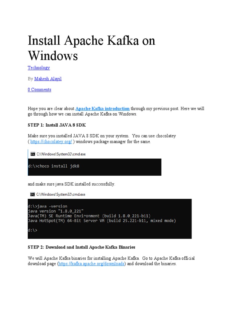 Install Apache Kafka On Windows | PDF | Computers