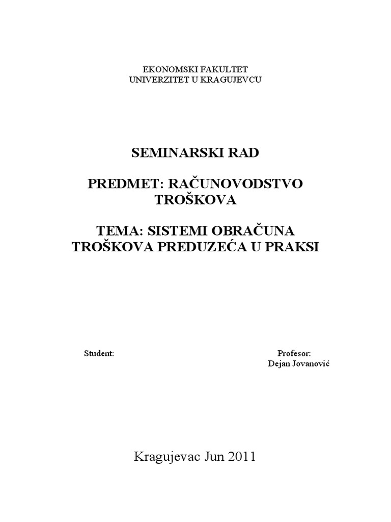 Seminarski Troskovi | PDF