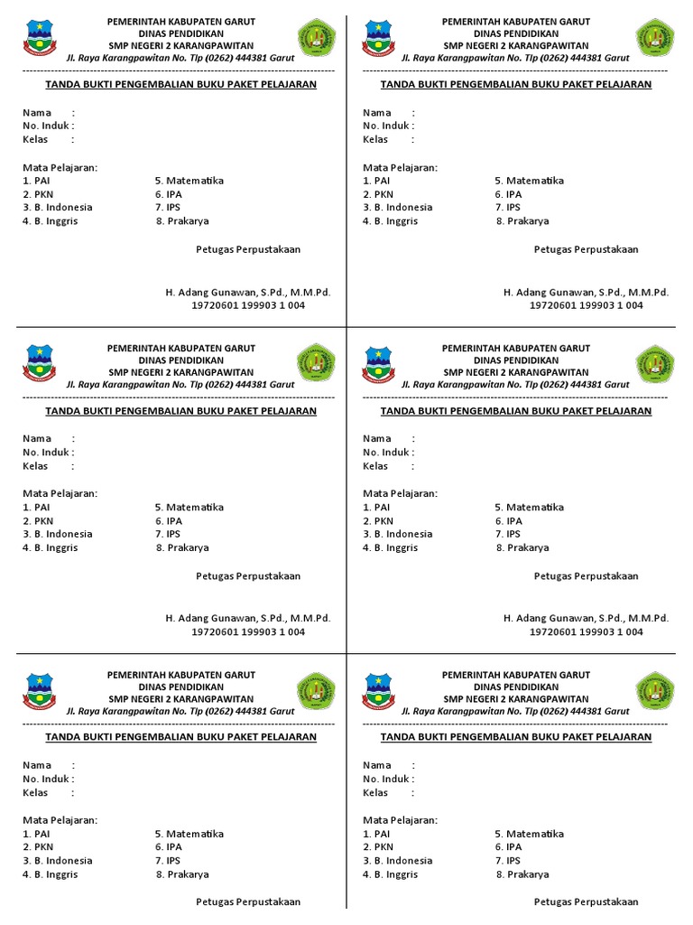 Tanda Bukti Pengembalian Buku Paket | PDF Tanda Bukti Pengembalian Buku Paket | PDF