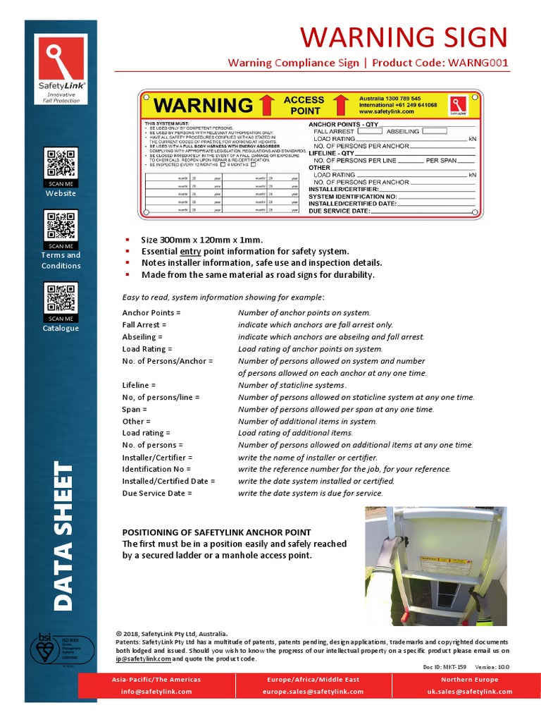 Warning-Entry Sign Data Sheet | PDF | Patent | Intellectual Property Law