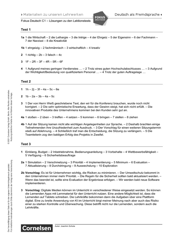 Materialien Zu Unseren Lehrwerken: Deutsch Als Fremdsprache | PDF