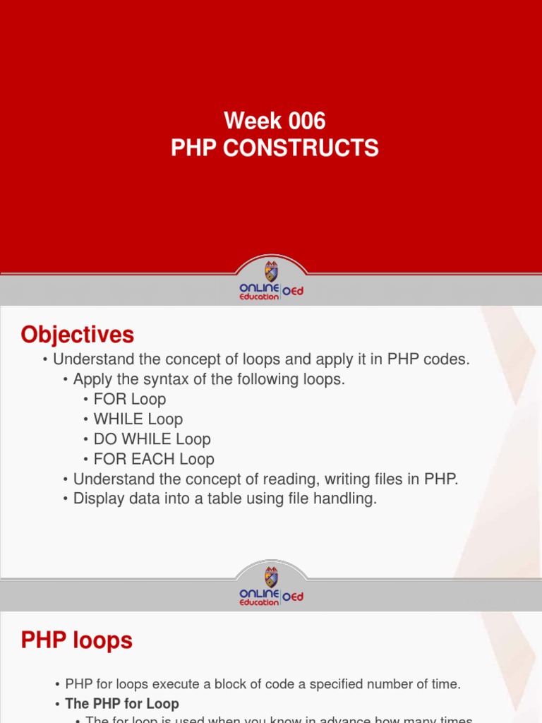 W6 Lesson 5 Php Constructs Presentation Download Free Pdf Control Flow Php 9442