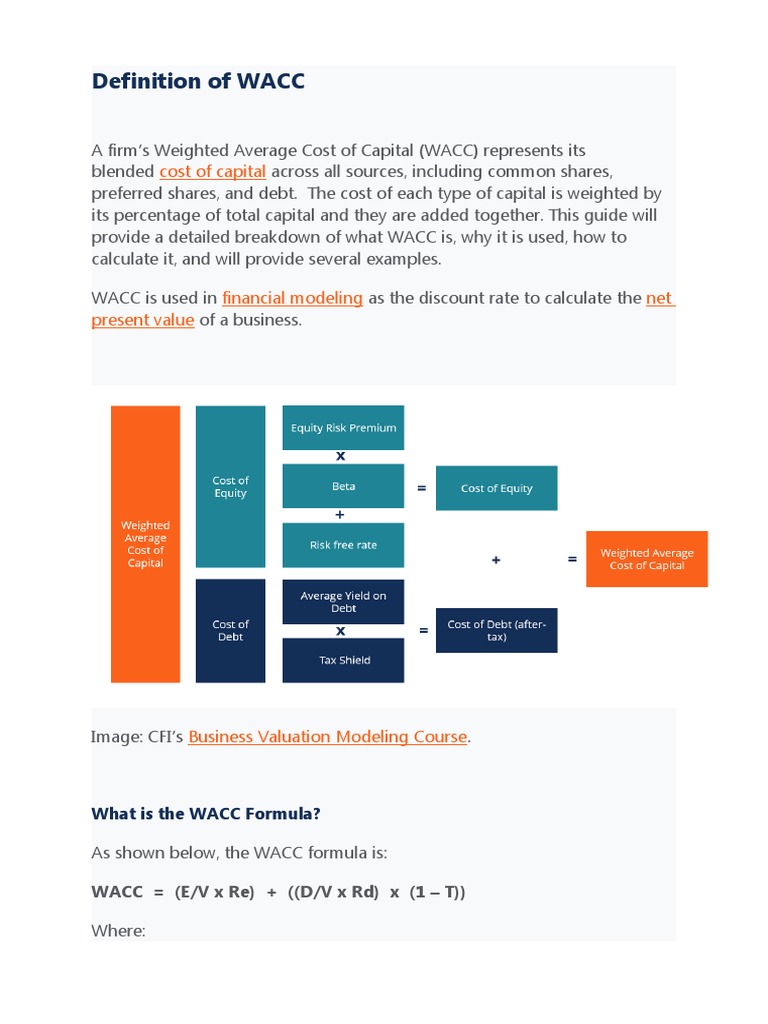 Definition of WACC | PDF | Cost Of Capital | Beta (Finance)