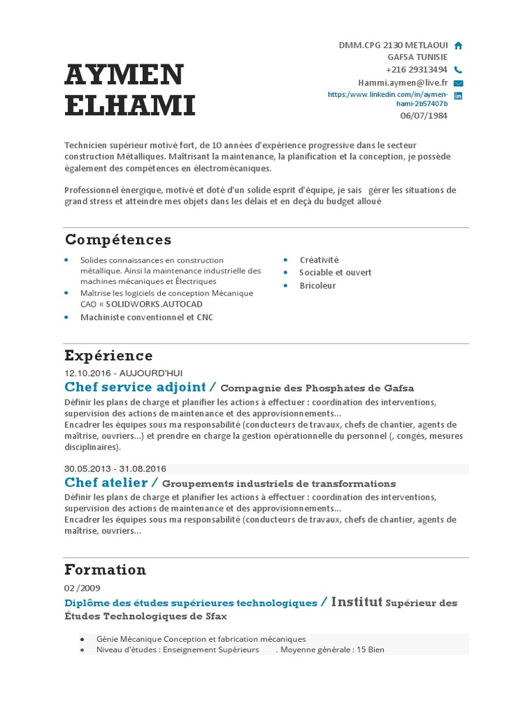 Technicien en construction métallique expérimenté | PDF