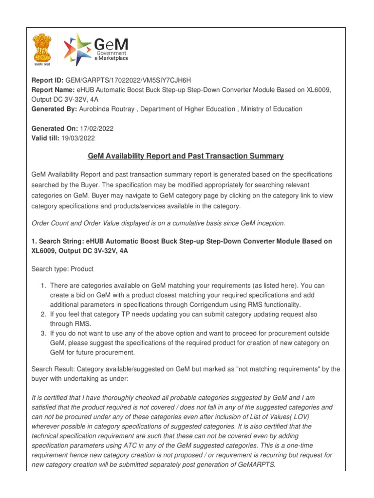 Gem Availability Report and Past Transaction Summary | Download Free PDF | Procurement | Auction