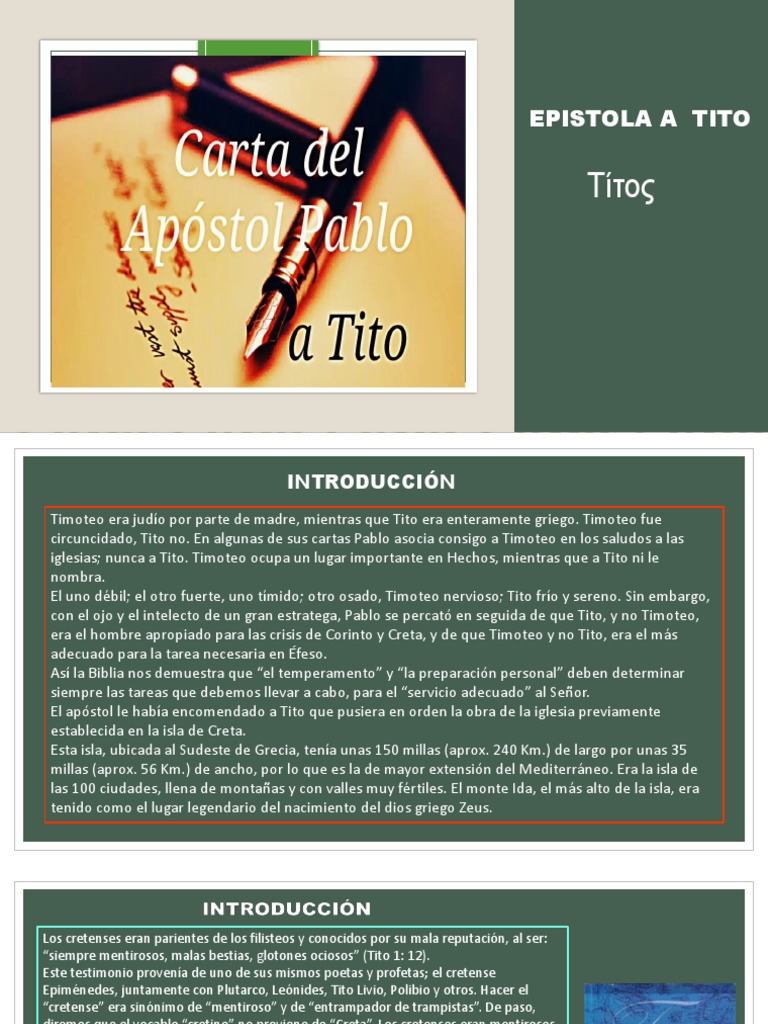 La carta de Pablo a Tito | PDF | Pablo el apóstol | San timoteo