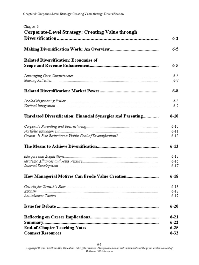 Corporate-Level Strategy: Creating Value Through Diversification