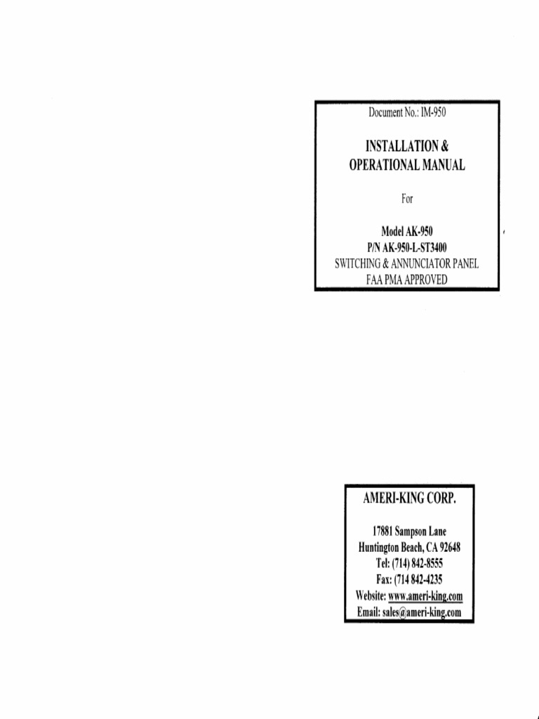 Ameri King Ak 950 Install | PDF
