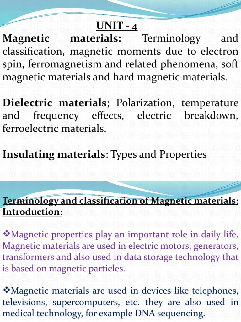 UNIT - 4 - ppt-1 | PDF | Ferromagnetism | Magnetism