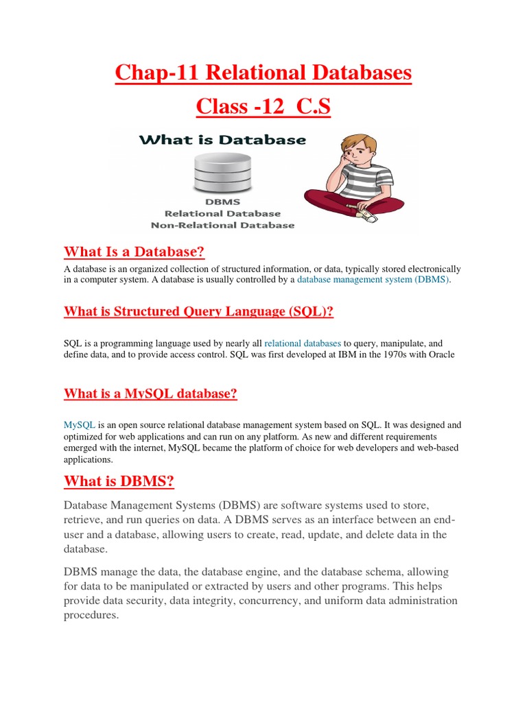 Chap-11 Relational Databases Notes Class 12 | PDF | Databases ...