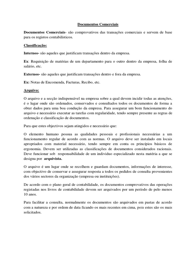 Tipos e Importância dos Documentos Comerciais | PDF | Comércio | Economias