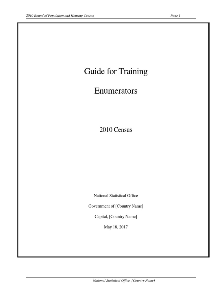 Enumerators Training Guide | PDF | Census | Questionnaire