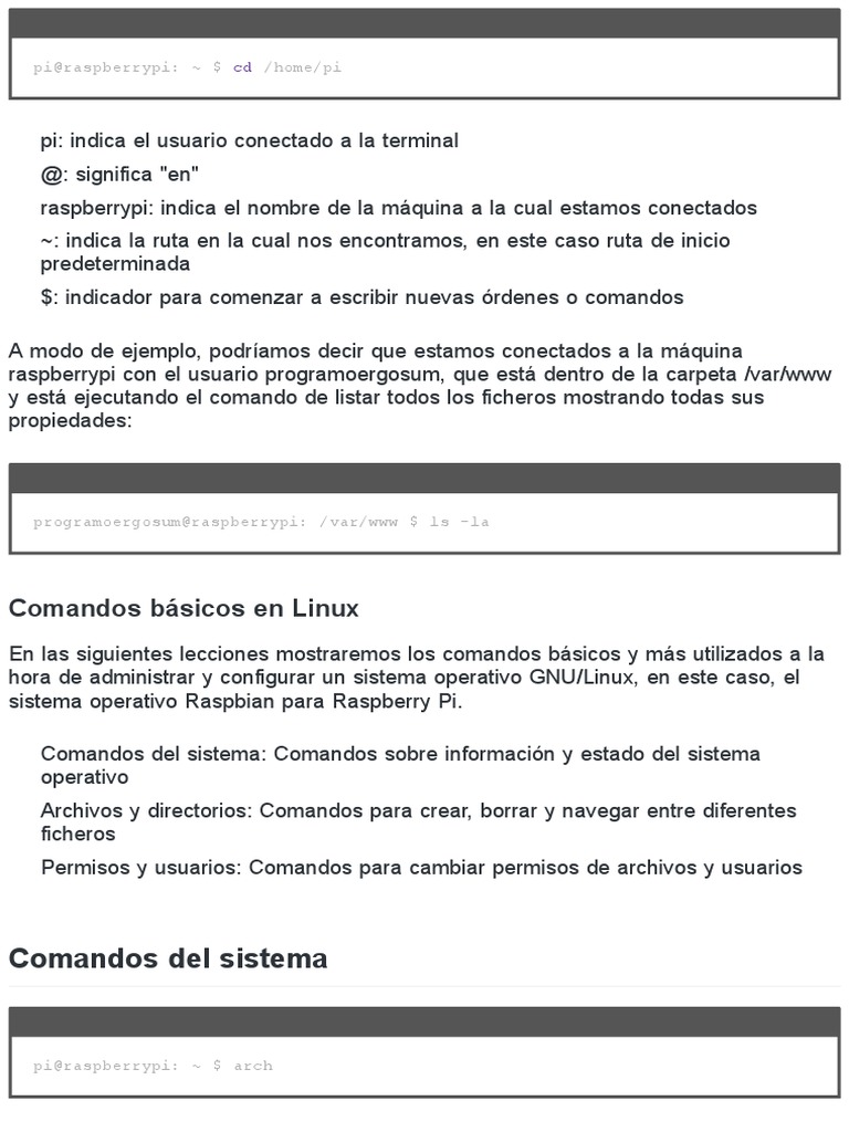 Comandos Terminal Raspberry-Pi | PDF | Archivo de computadora ...