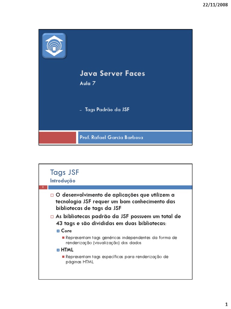 Aula 7 - Tags JSF | Download grátis PDF | Html | Folhas de estilo em cascata