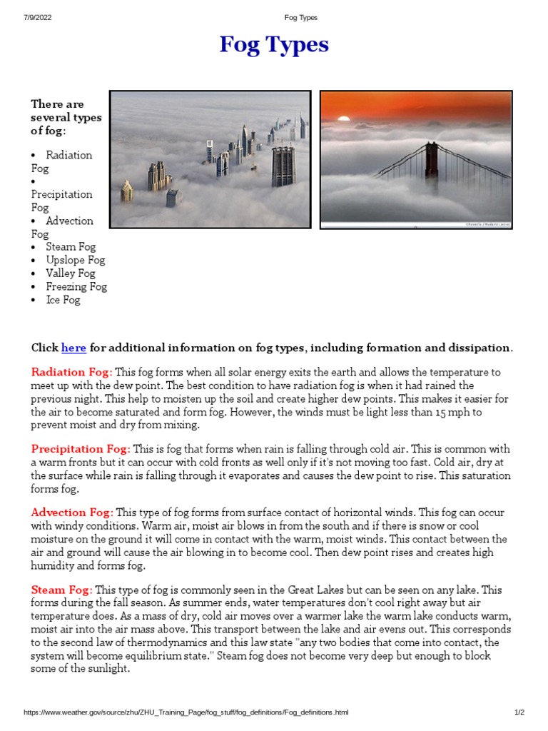 There Are Several Types of Fog | PDF | Fog | Precipitation