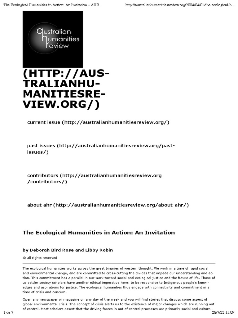 BIRD ROSE The Ecological Humanities in Action: An Invitation - AHR ...