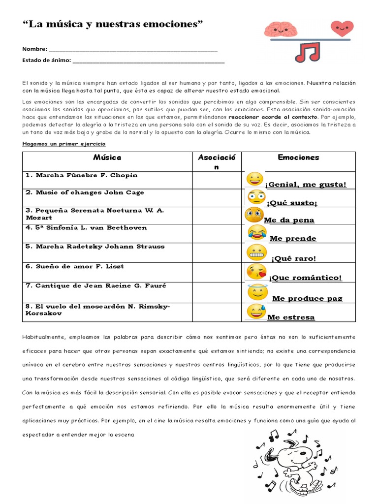 La Música y Nuestras Emociones | PDF | Las emociones | Experiencia ...