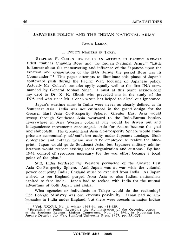 Japanese Policy and The Indian National Army | PDF