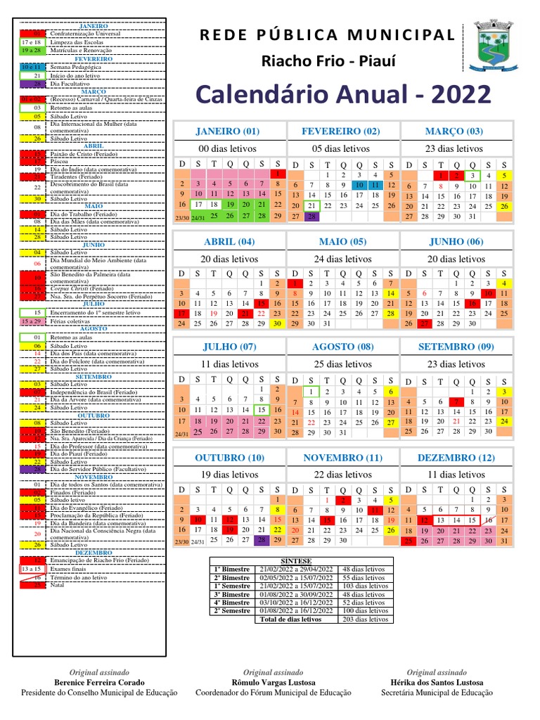 Modelo de Calendário Escolar 2022 | PDF | Comemorações