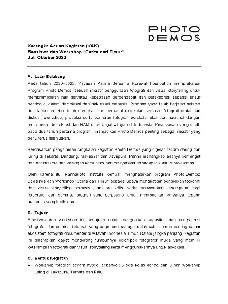 TOR-Cerita Dari Timur 2022-Peserta-Mentor | PDF | Ilmu Sosial | Perjalanan