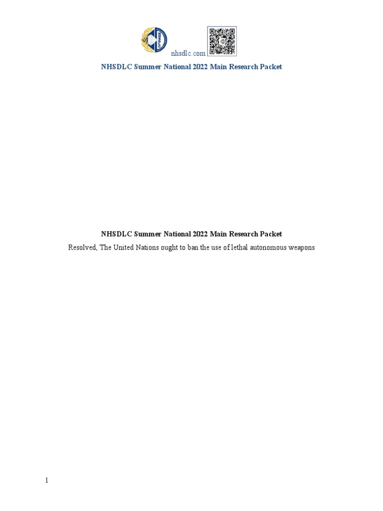 2022 NHSDLC Nationals Research Packet | PDF | Artificial Intelligence ...