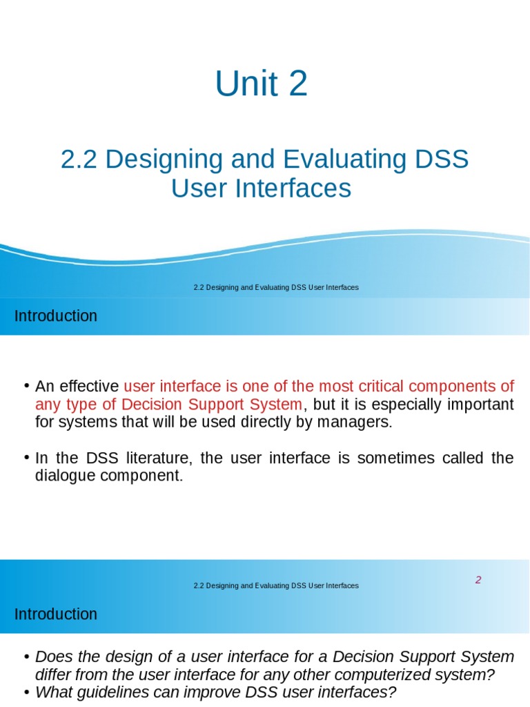 Unit 2: 2.2 Designing and Evaluating DSS User Interfaces | Download Free PDF | Graphical User ...
