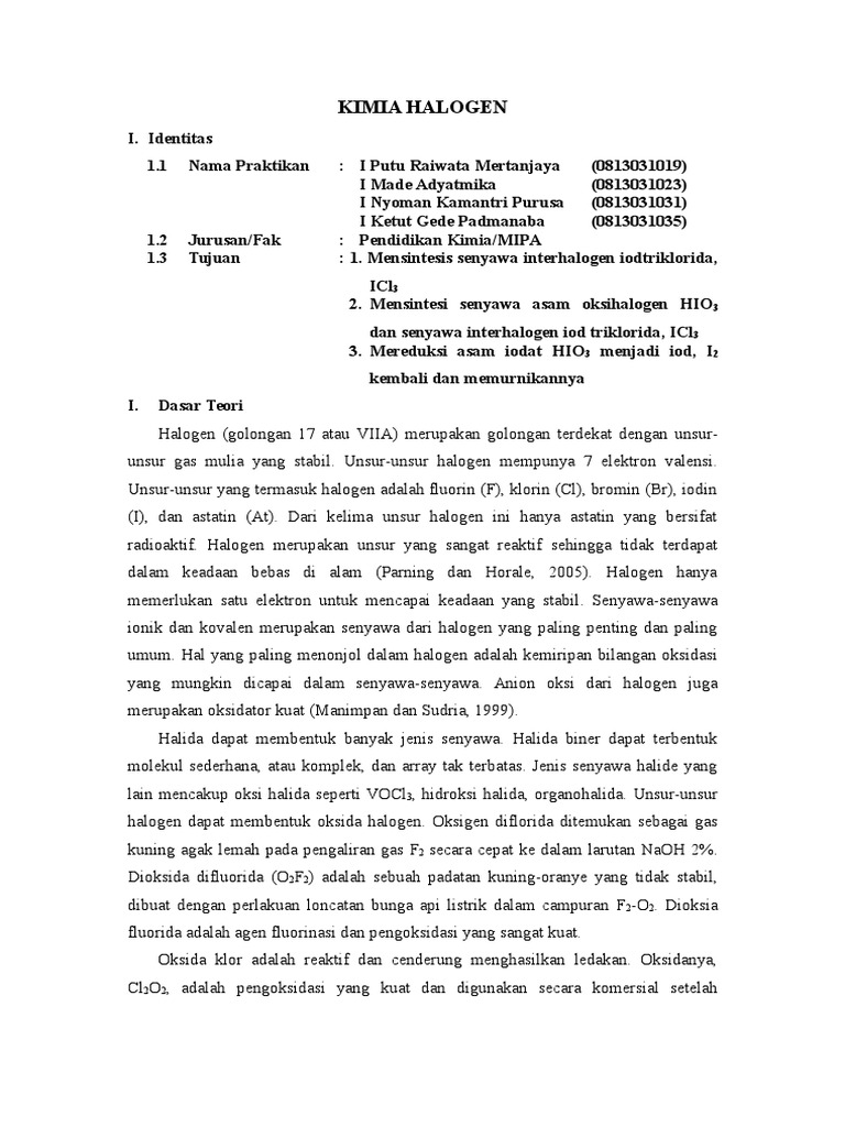Kimia Halogen | PDF