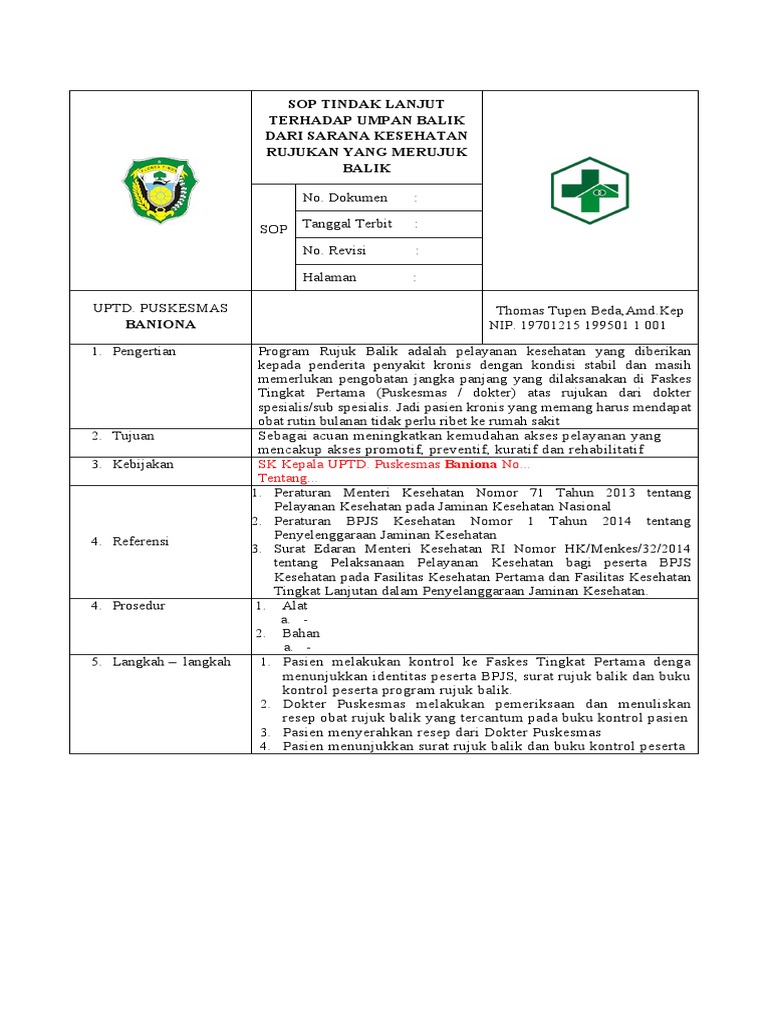 3721 SOP Rujuk Balik | PDF