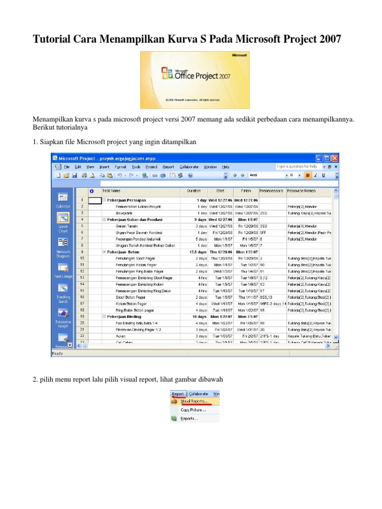 Tutorial Cara An Kurva S Pada Microsoft Project 2007 | PDF