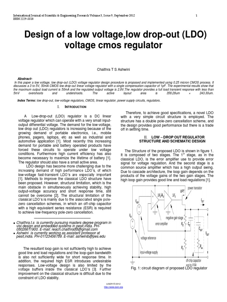 Design of A Low Voltage Low Drop Out LDO Voltage Cmos Regulator | PDF ...