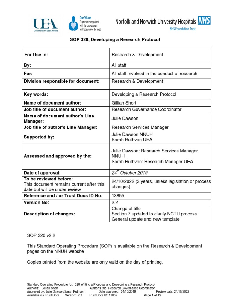 Research Protocol Development SOP | PDF | Clinical Trial | Health Care